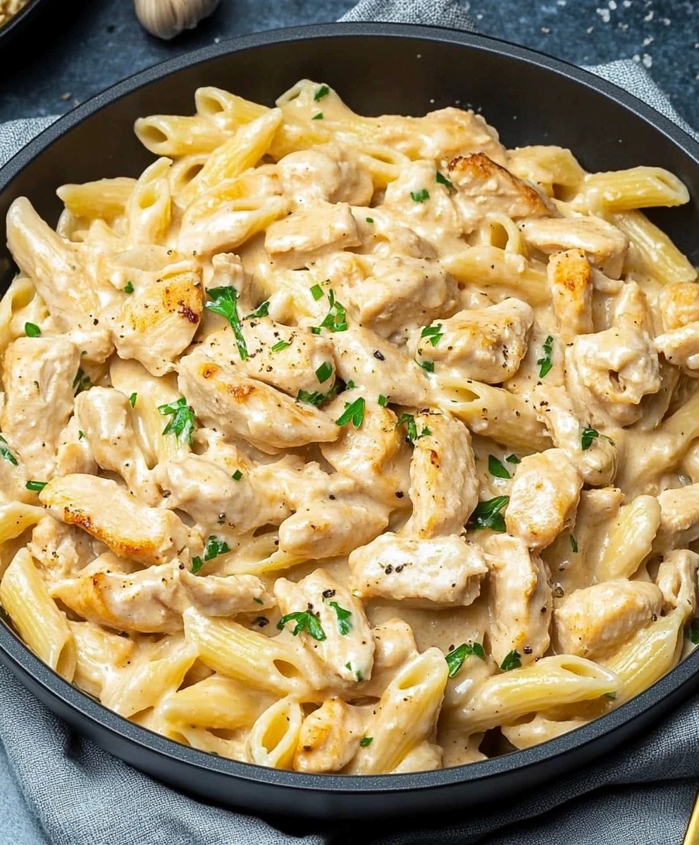 Creamy Garlic Chicken Pasta Recipe - toprecipelist.com
