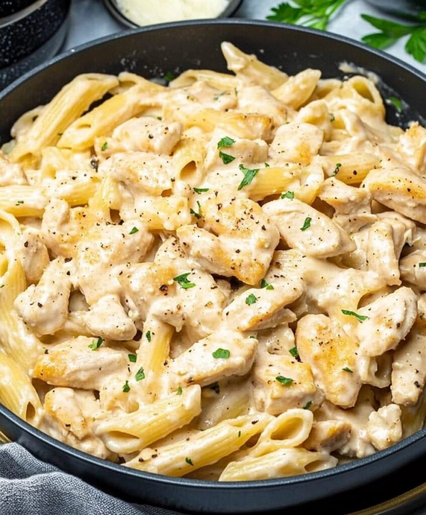 Creamy Garlic Chicken Pasta Recipe - toprecipelist.com