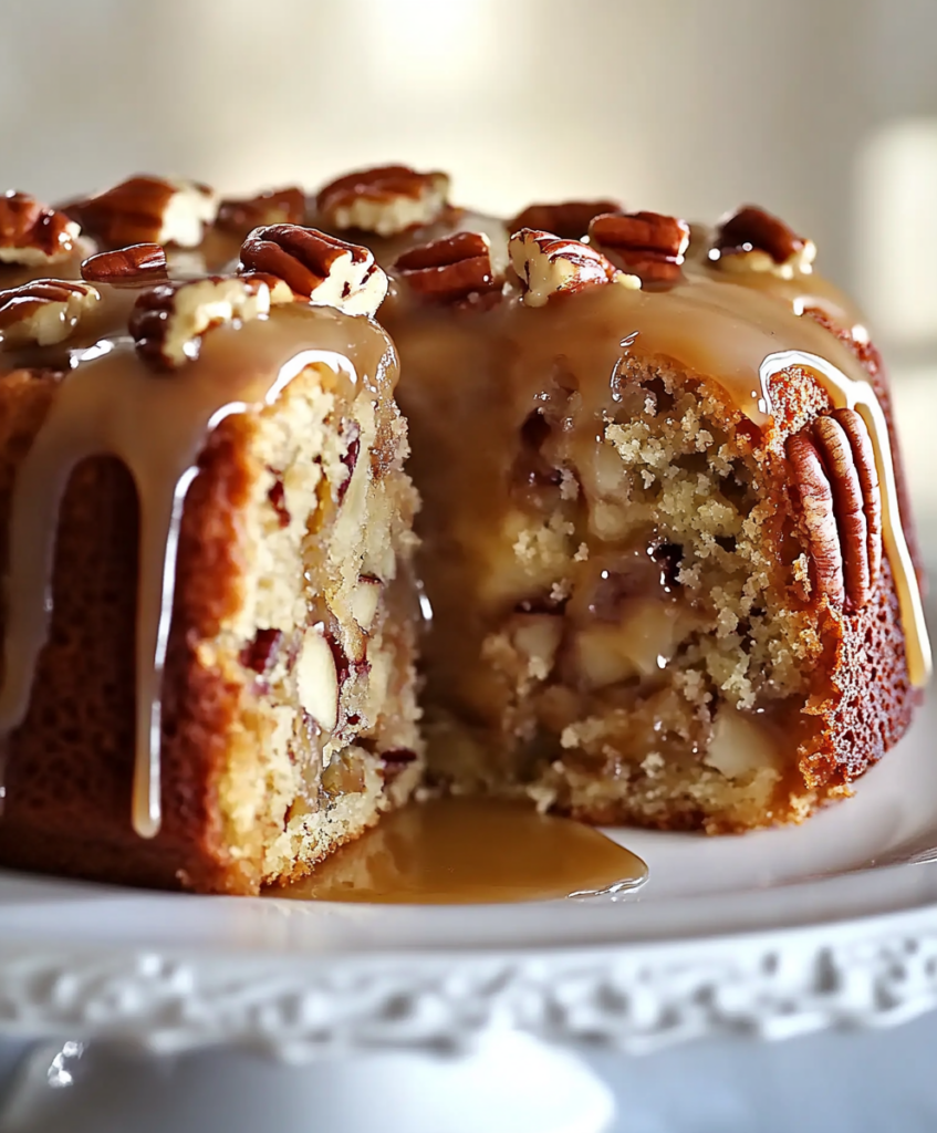 Apple Pecan Cake With Caramel Glaze Recipe - toprecipelist.com