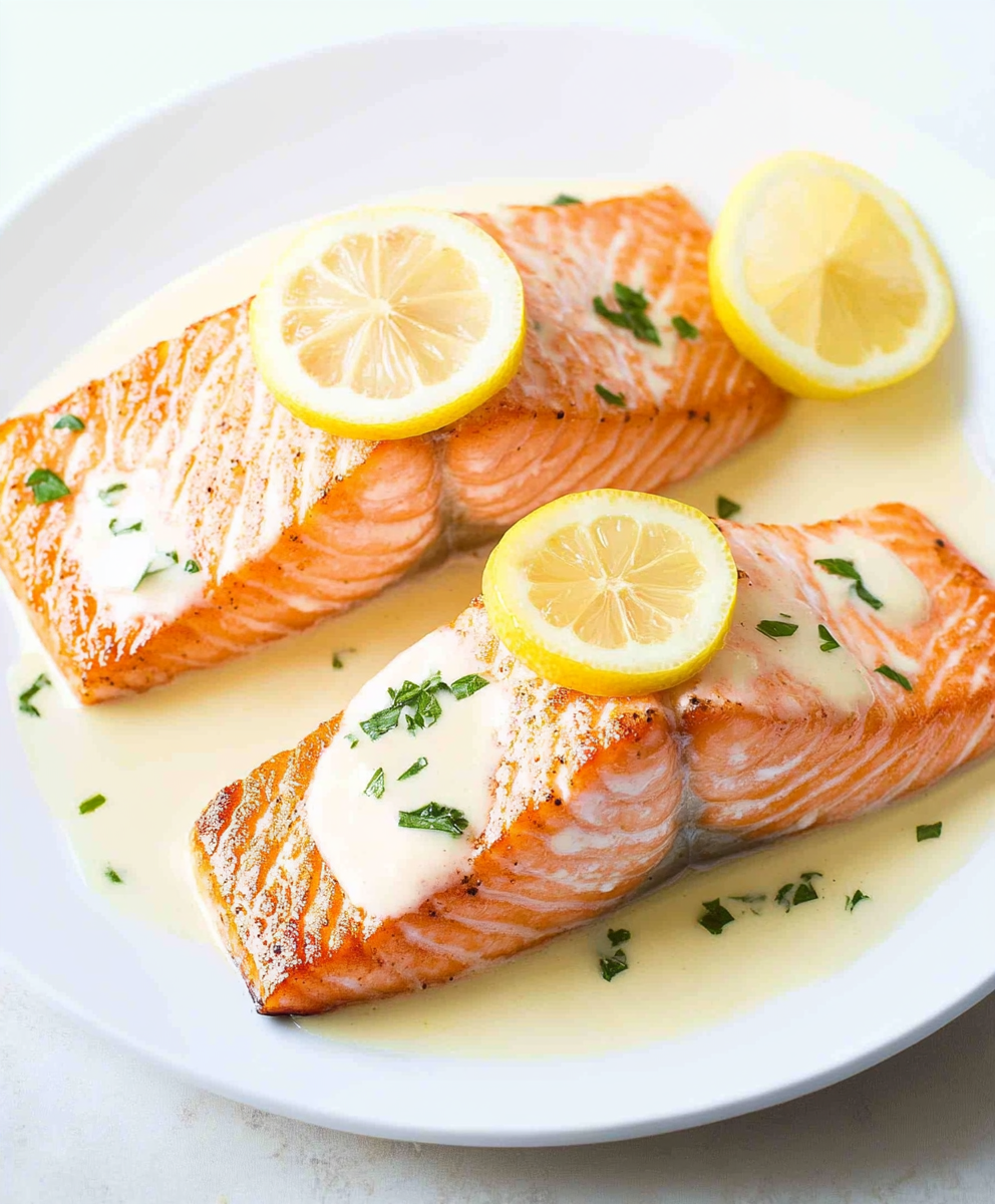 Baked Salmon With Lemon Butter Cream Sauce Recipe - toprecipelist.com