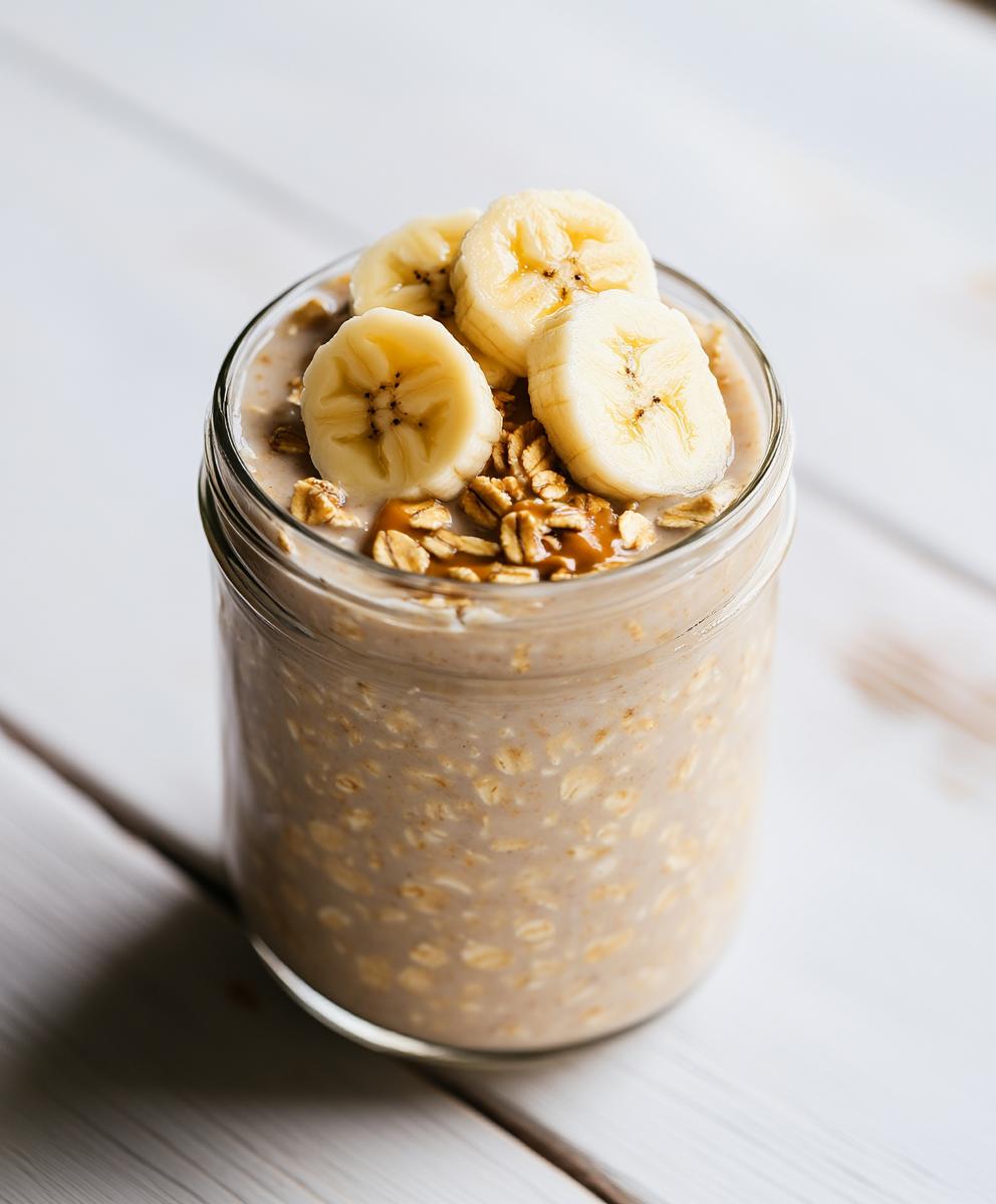 Banana Peanut Butter Overnight Oats Recipe - toprecipelist.com