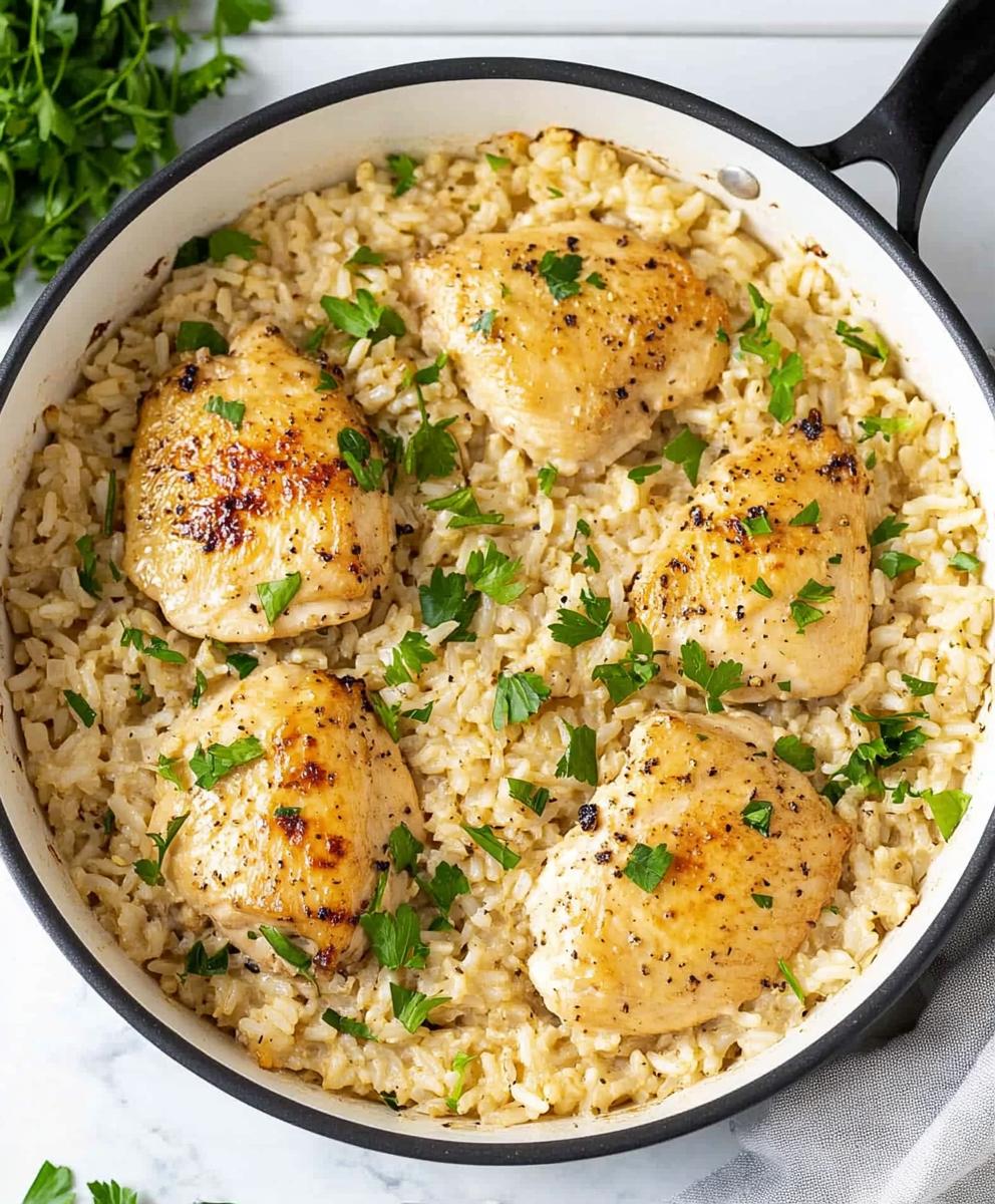 One-pan Creamy Parmesan Chicken & Rice Recipe - toprecipelist.com