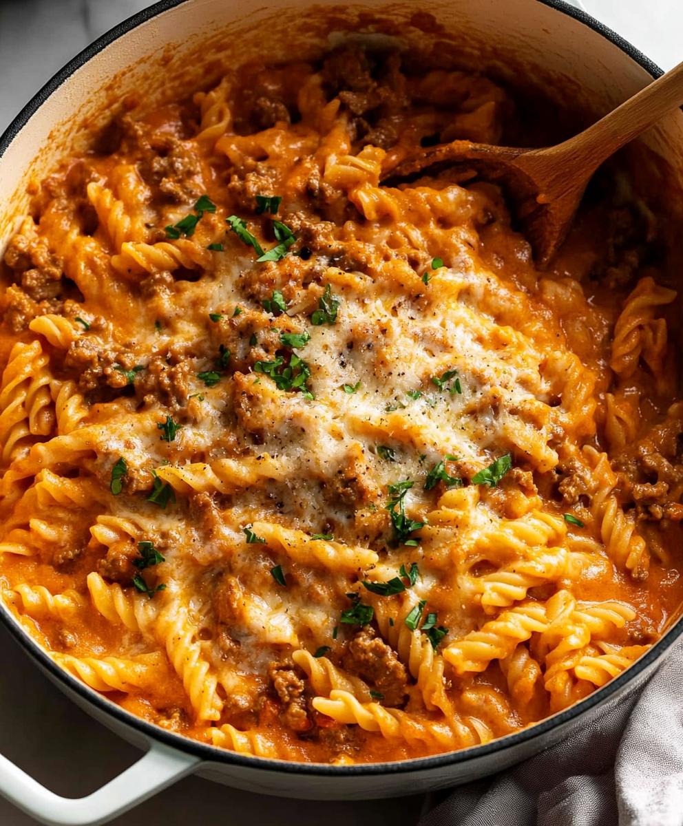 One Pot Creamy Tomato Beef Pasta Recipe - toprecipelist.com