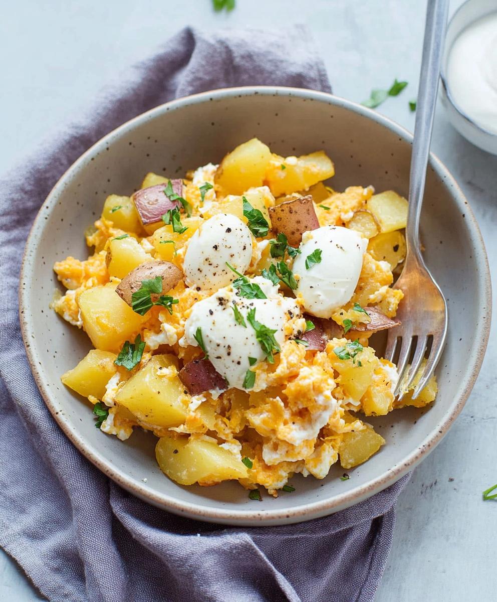 Cheesy Potato Egg Scramble Recipe - toprecipelist.com